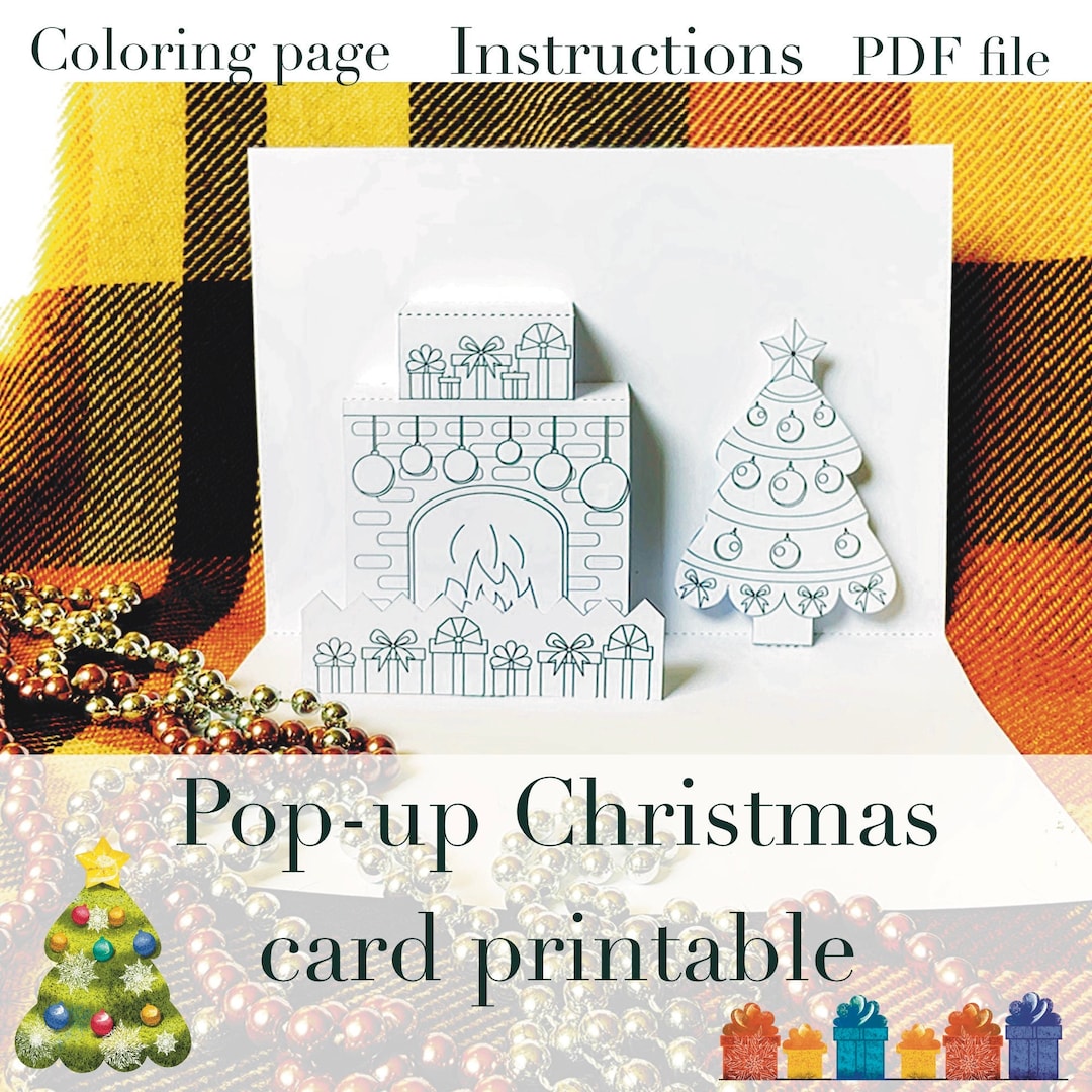 Pop up Cards Christmas. Coloring Page Card Pop-up. Cards Pop up Instant ...