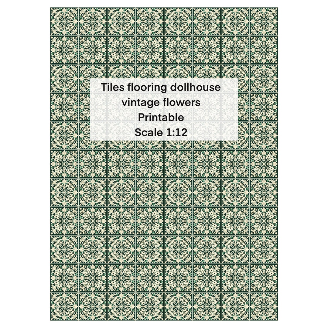 Dollhouse Flooring Tiles, Printable Download, Ornament Flowers Vintage ...