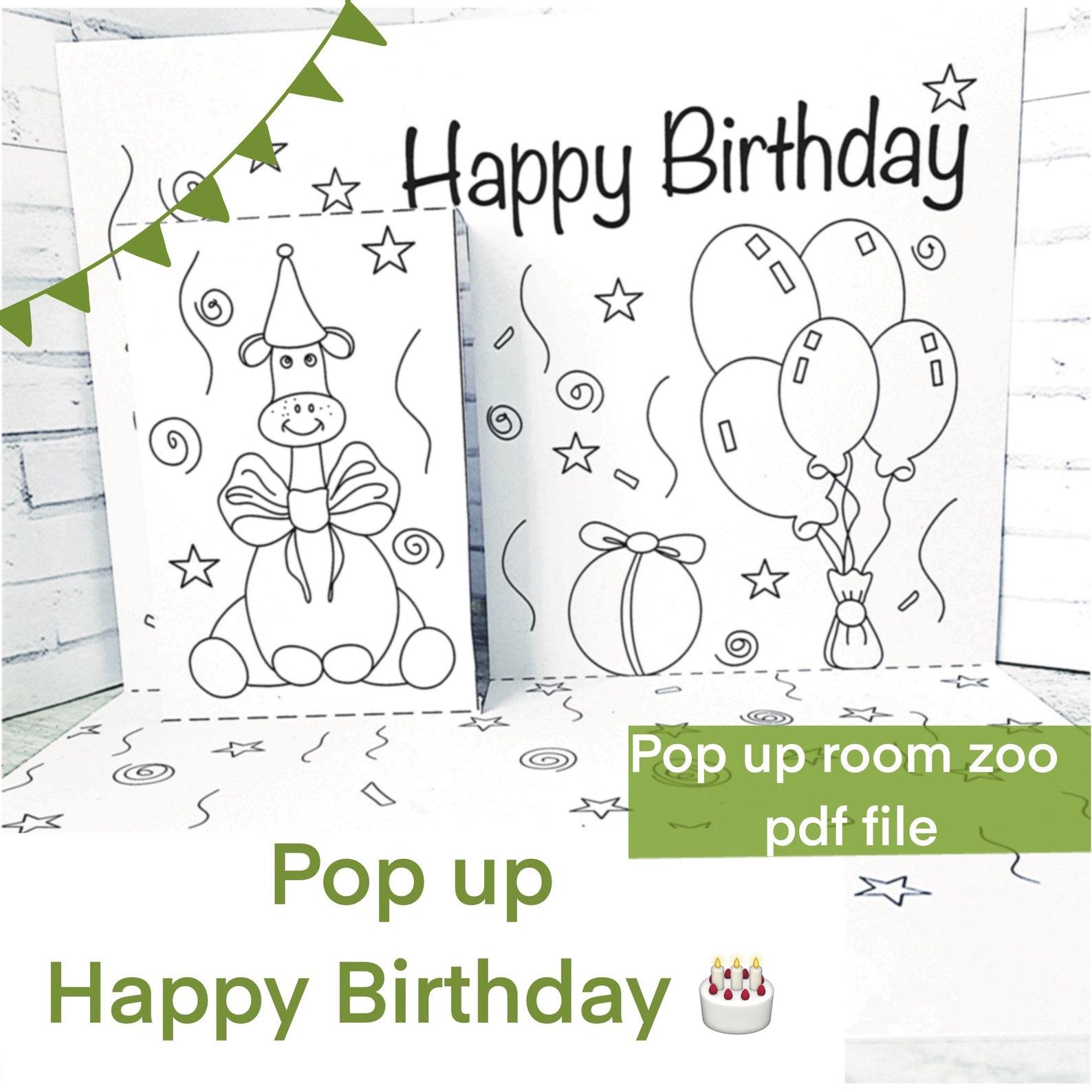 Pop up Birthday 4 Cards Printable Coloring Page Paper Craft Activity ...