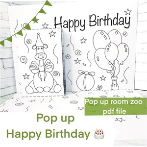 Pop up Birthday 4 Cards Printable Coloring Page Paper Craft Activity ...