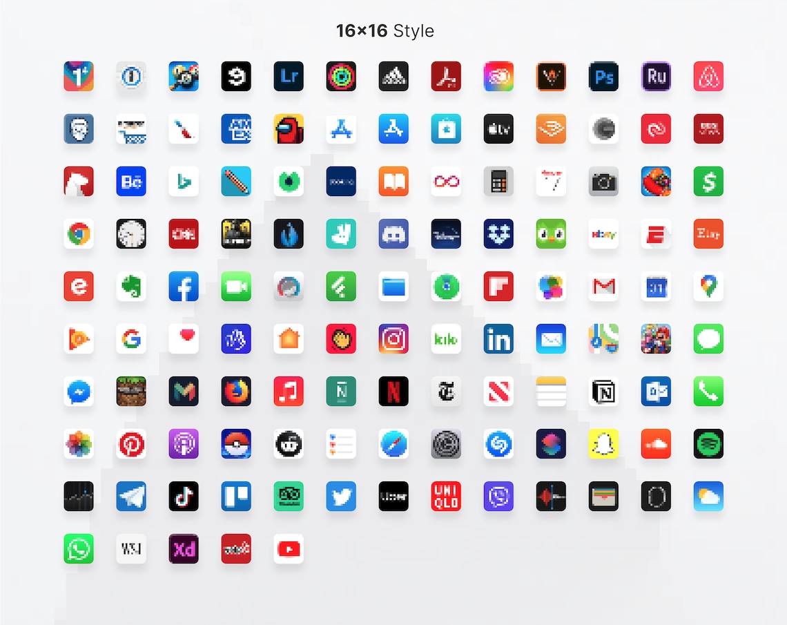 120 iOS Pixelated Icons iPhone iOS 14 App Pack Cool | Etsy