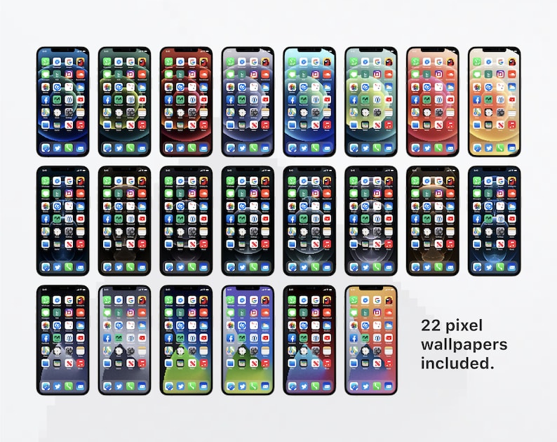 120+ Ios Pixelated Icons - iPhone Ios 14 App Pack - Cool Aesthetic ...