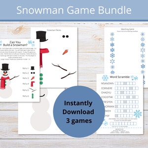 PRINTABLE SNOWMAN GAMES | Print at Home | Instant Download - Etsy