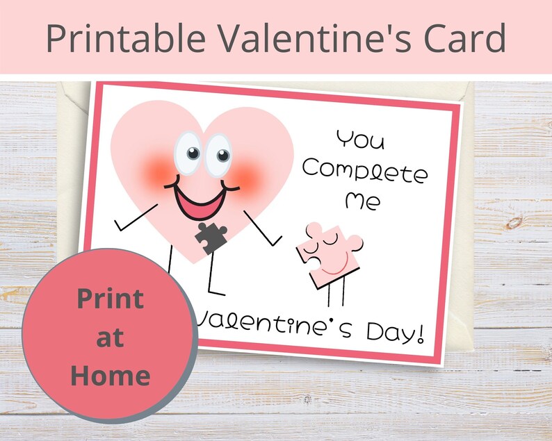 YOU COMPLETE ME | Printable Valentine’s Card | Love | Hearts - Etsy