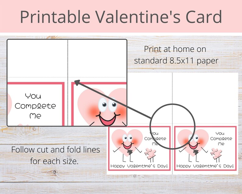 YOU COMPLETE ME | Printable Valentine’s Card | Love | Hearts - Etsy