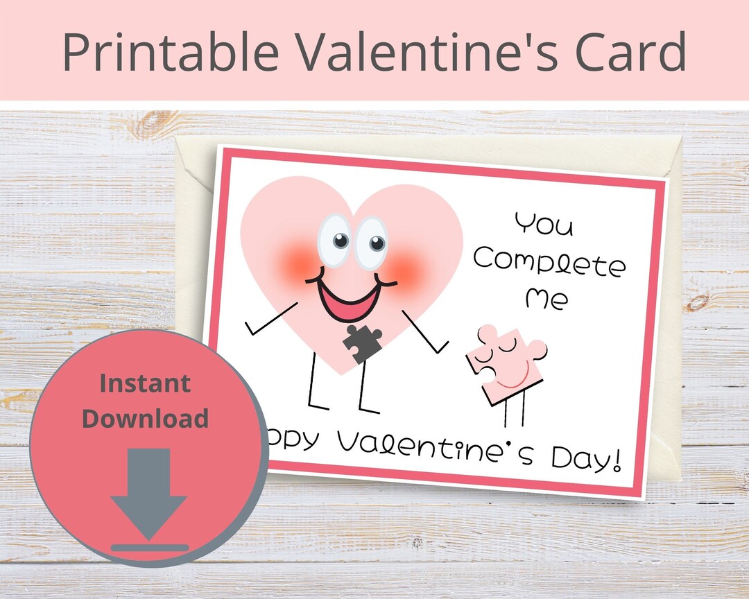 YOU COMPLETE ME | Printable Valentine’s Card | Love | Hearts - Etsy