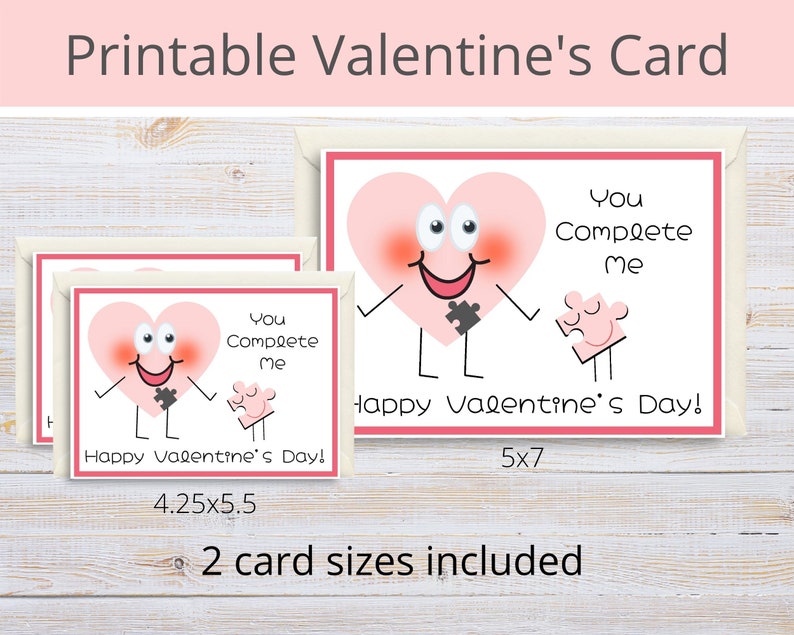 YOU COMPLETE ME | Printable Valentine’s Card | Love | Hearts - Etsy