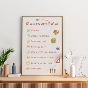 Classroom Rules Printable Fun Motivational Math Poster, Fun Math ...