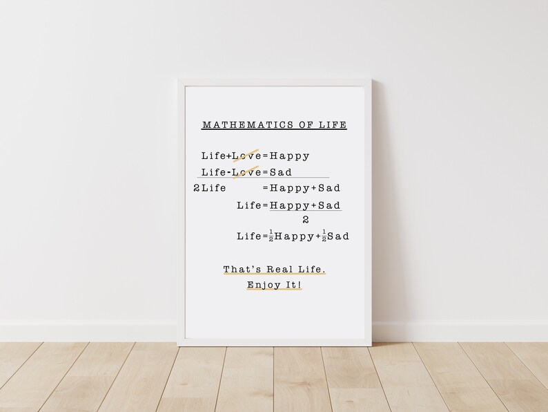 Mathematical Formula of Life, Mathematics of Life, Funny Math Poster ...