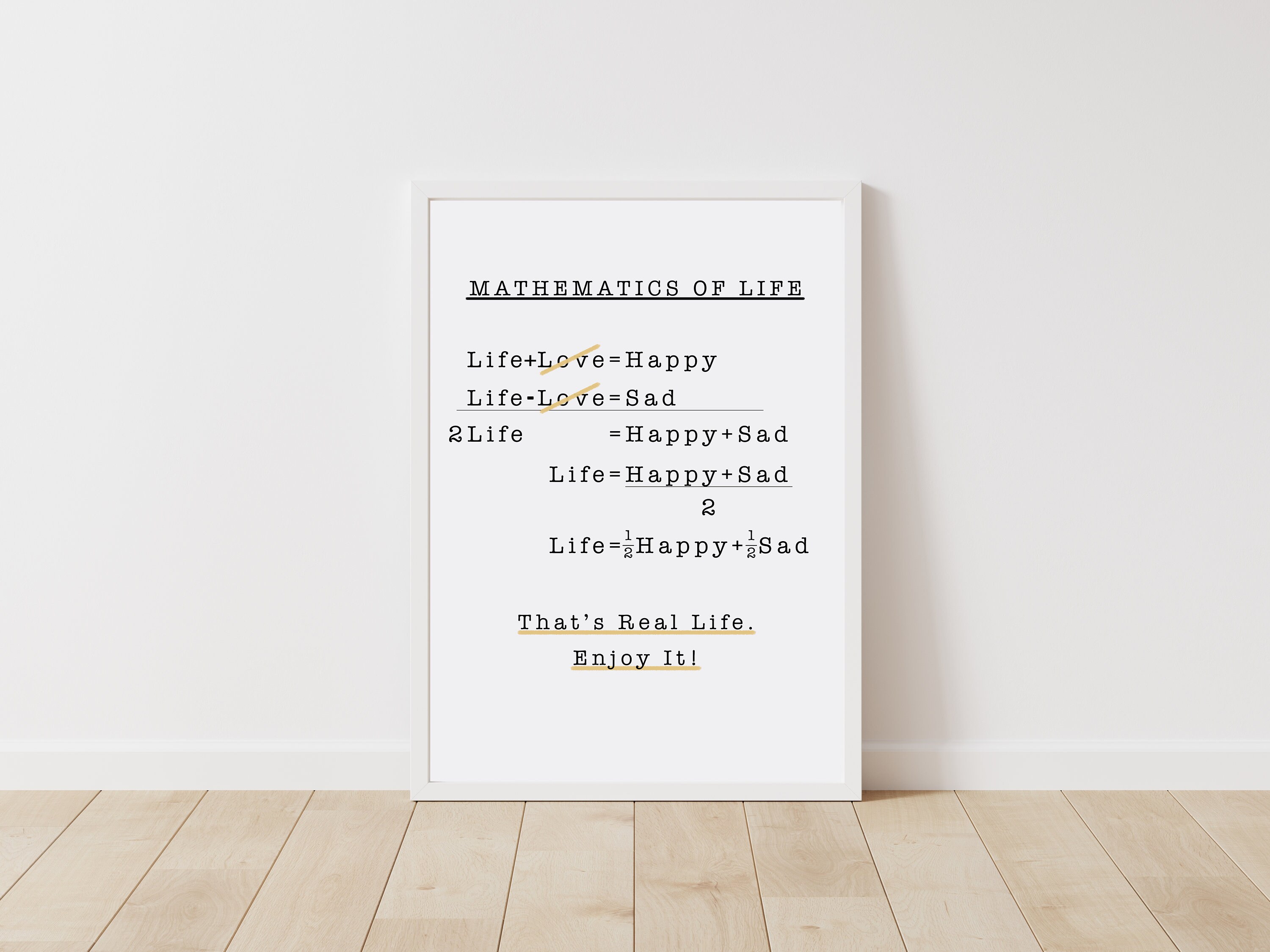 Mathematical Formula of Life, Mathematics of Life, Funny Math Poster ...