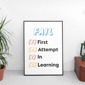 FAIL First Attempt in Learning Printable Math Poster, Math Classroom ...