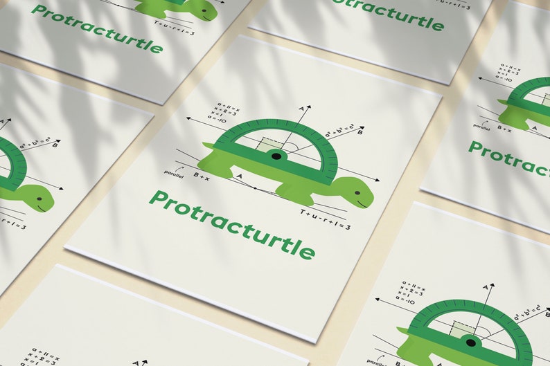 Protracturtle Cute Printable Fun Math Poster, Fun Math Classroom Decor ...