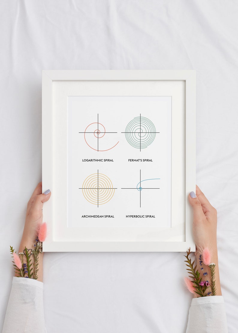 Mathematical Spirals Printable Calculus Math Poster, Fun Calculus Math ...