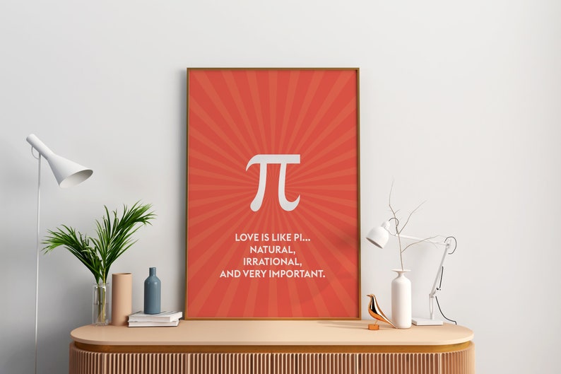 Love is Like Pi Printable Fun Math Poster, Fun Math Classroom Decor for ...
