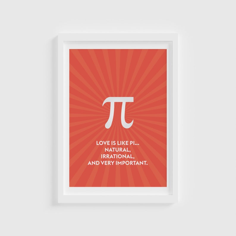 Love is Like Pi Printable Fun Math Poster, Fun Math Classroom Decor for ...