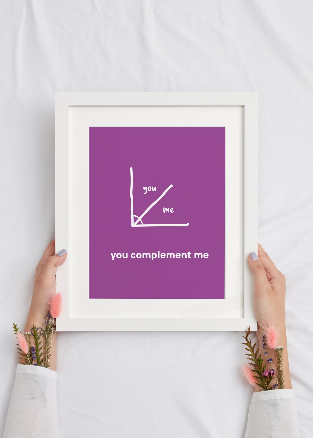 Me complementas Póster de arte de pared de matemáticas, camiseta, taza ...