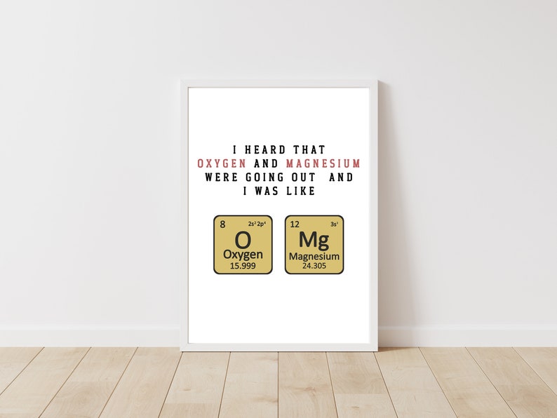 Oxygen and Magnesium Chemistry Printable Funny Chemistry Poster ...