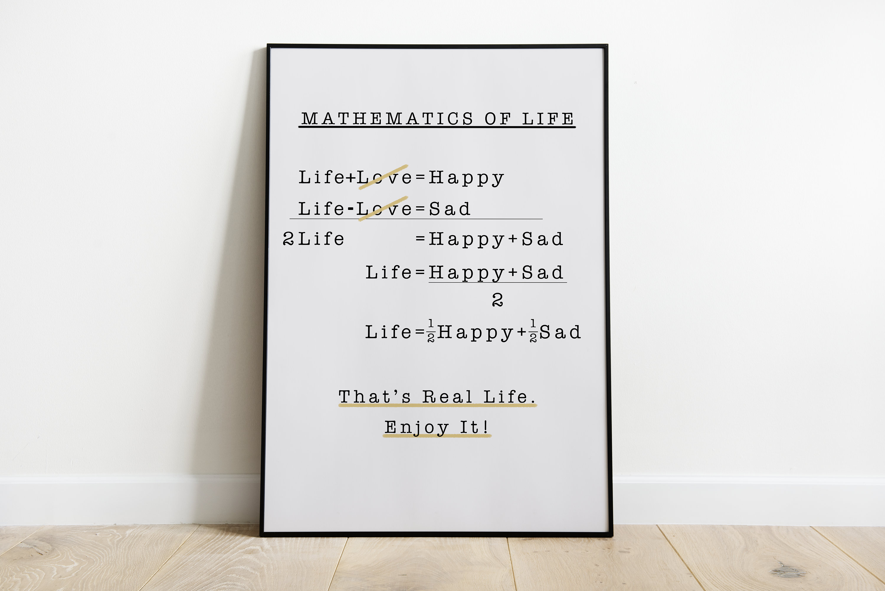 Mathematical Formula of Life, Mathematics of Life, Funny Math Poster ...