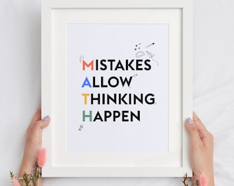 MATH Teacher Classroom Poster, Printable Mistakes Math Classroom ...