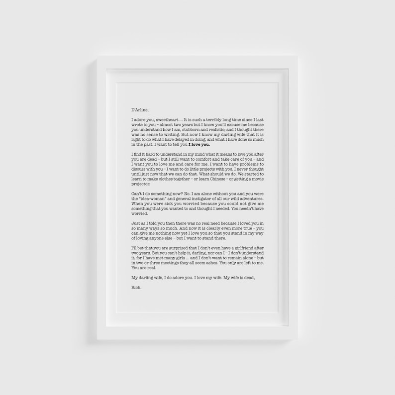 Richard Feynman's Letter to His Wife Printable Poster, Math Classroom ...