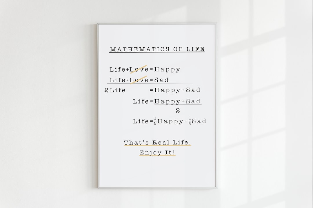 Mathematical Formula of Life, Mathematics of Life, Funny Math Poster ...