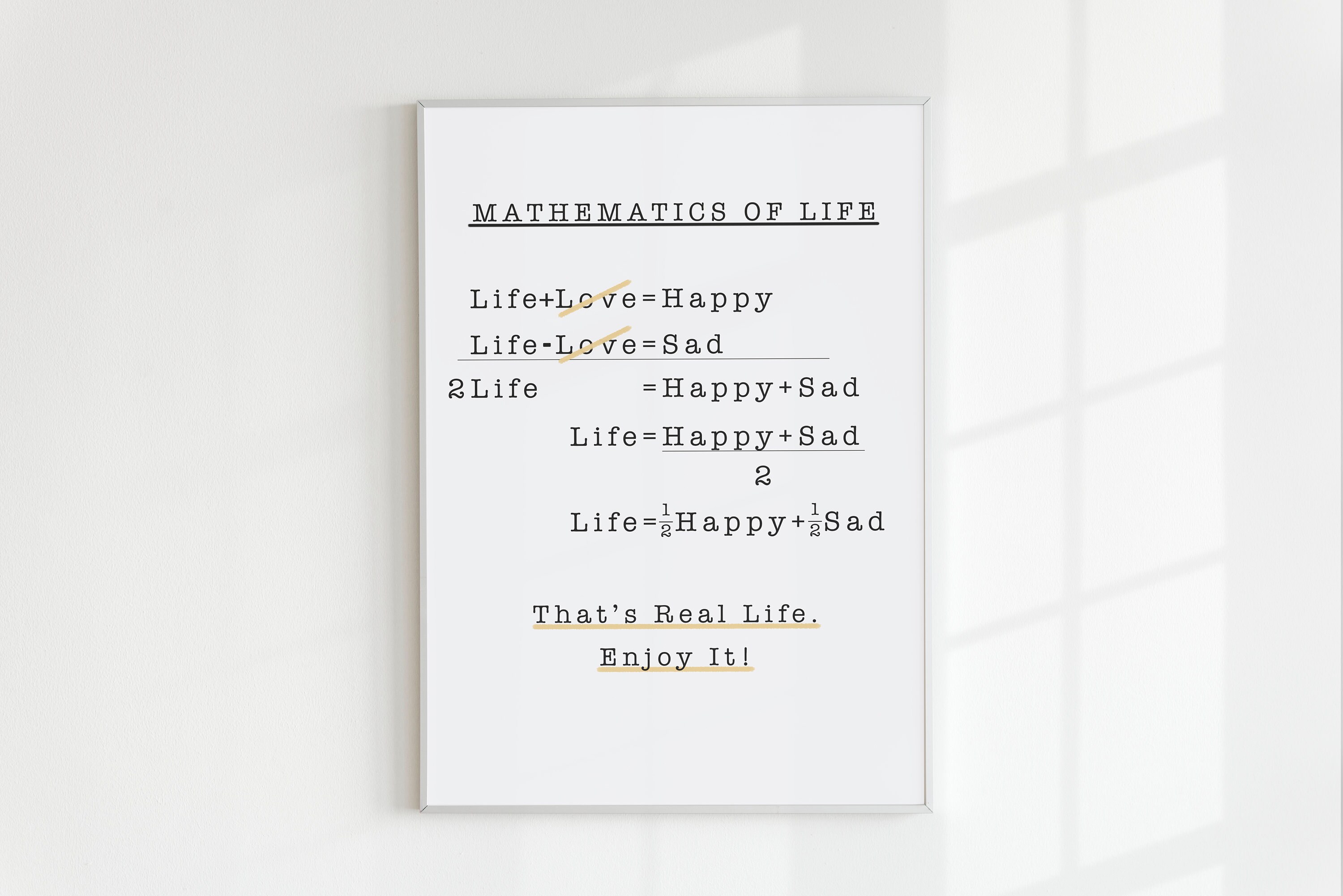 Mathematical Formula of Life, Mathematics of Life, Funny Math Poster ...