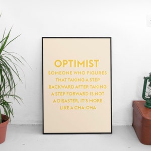 OPTIMIST Funny Motivational Quote Wall Art Poster, T-shirt, Mug SVG and ...