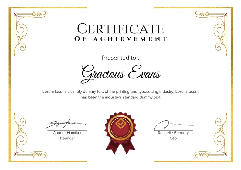 Editable Certificate of Achievement, Customizable Award Certificate ...