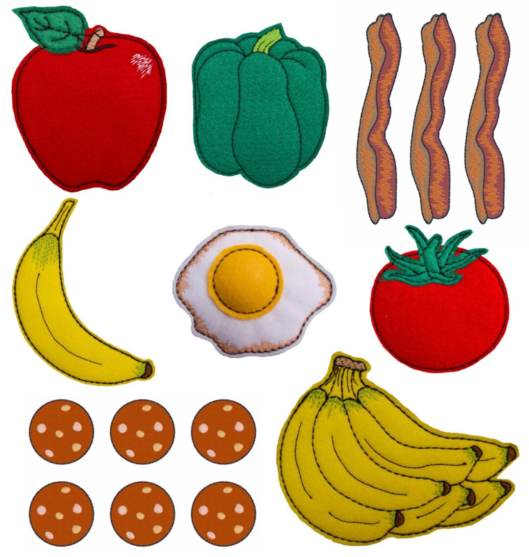 Bundle of 8 Play Food Machine Embroidery Designs, 18 Total Files ...