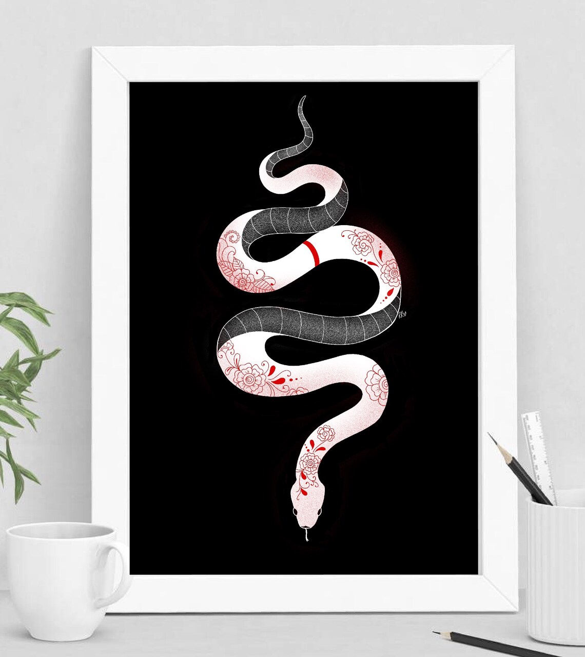 A4 or A5 Snake With Henna Digital Print Digital Art Print - Etsy