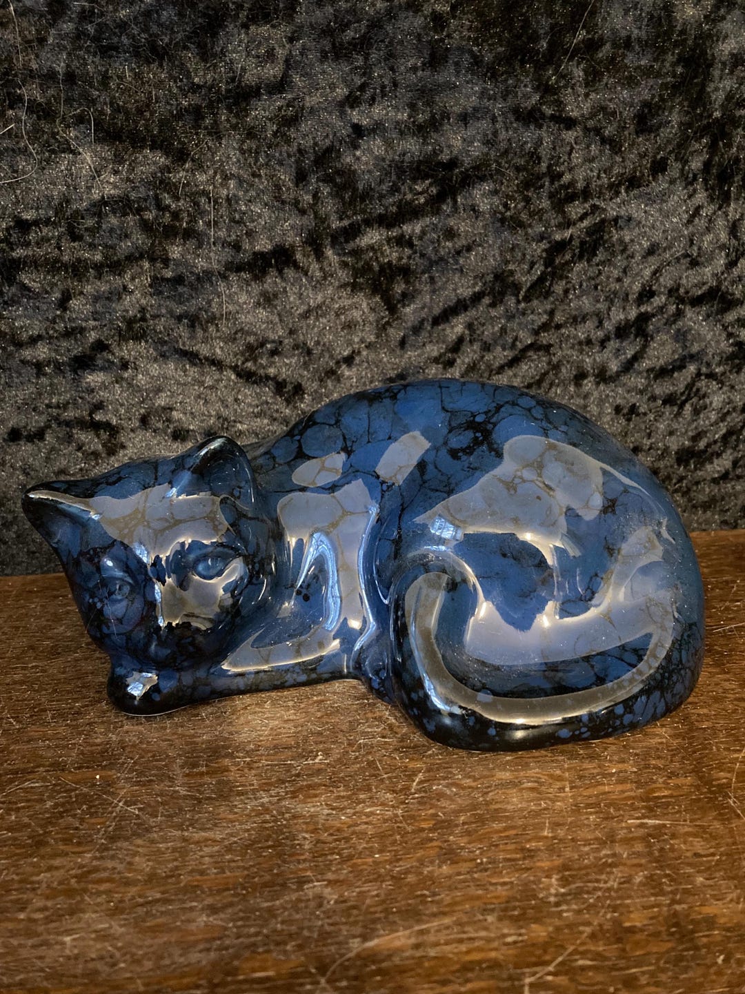 Vintage Ceramic Blue Cat Figurine - Etsy