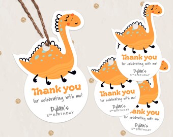 EDITABLE Dinosaur Favor Tag Printable Dinosaur Birthday Thank - Etsy