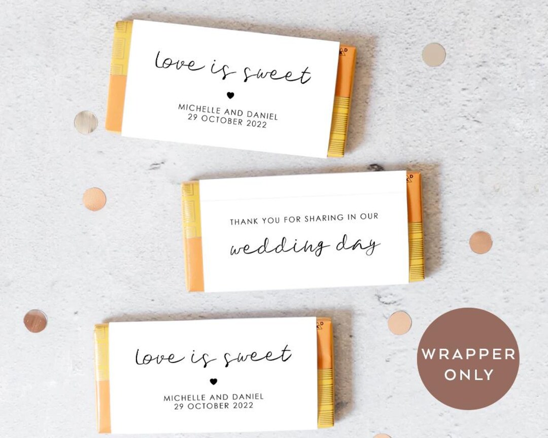 Wrappers Only 8pcs Wedding Minimalist Chocolate Bar Wrapper Wedding ...