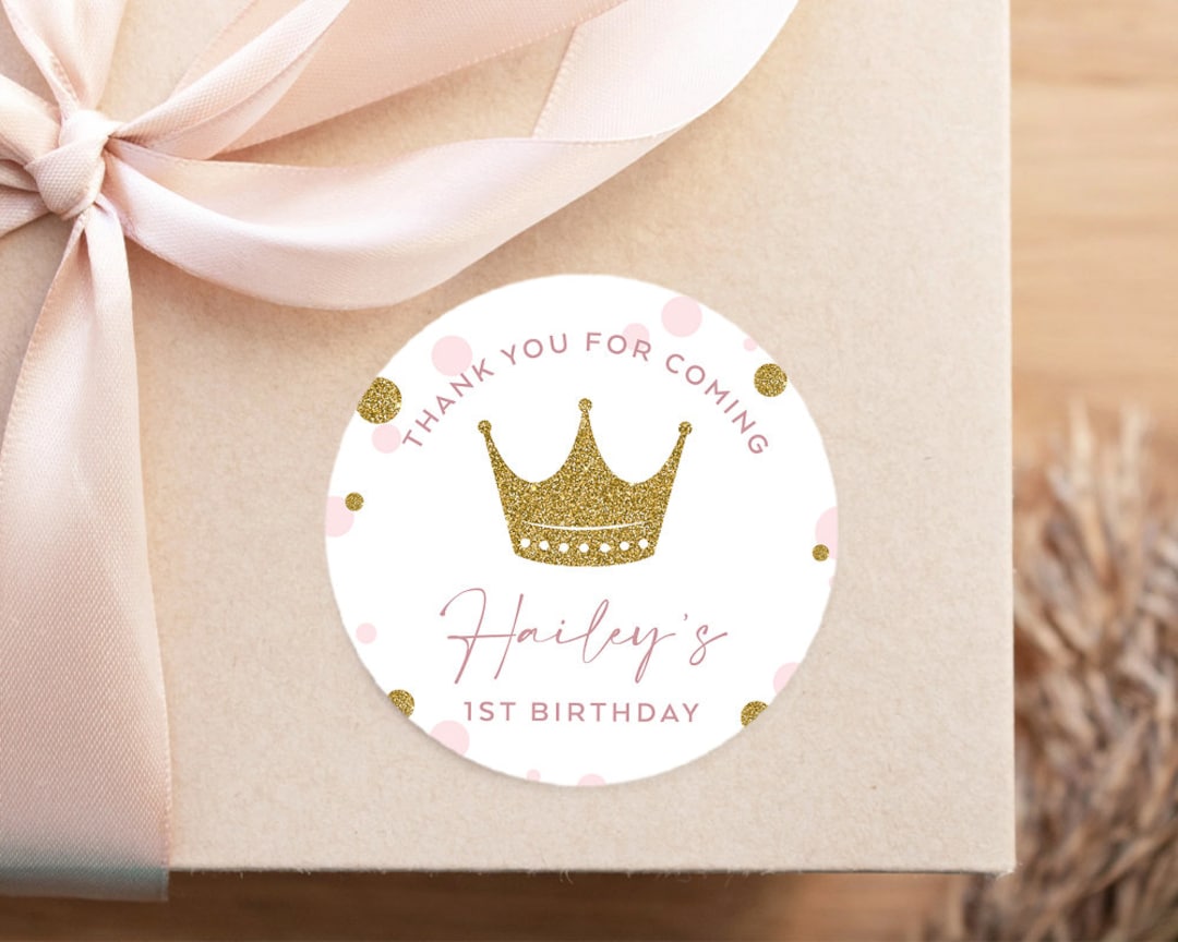Princess Crown Style Birthday Stickers Name Stickers Personalised Crown ...