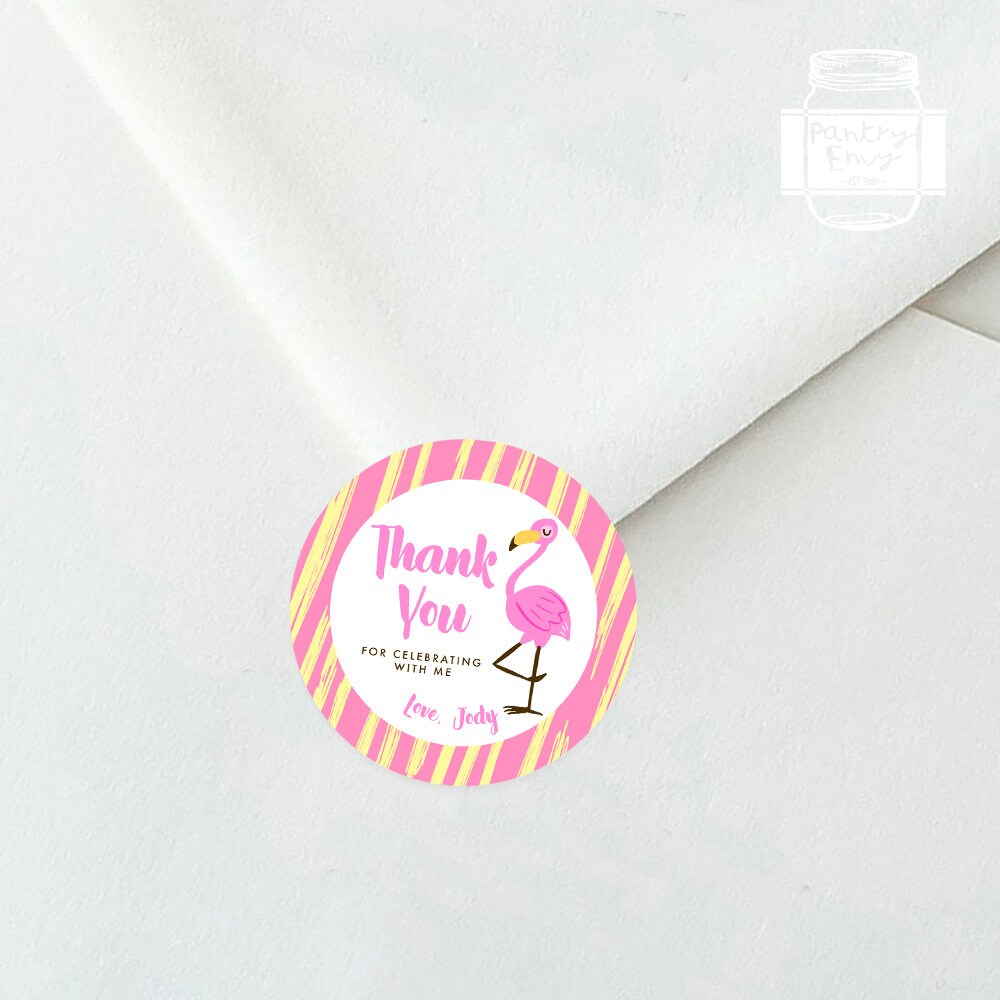 Flamingo Birthday Stickers Name Stickers Pink Flamingo Stickers ...