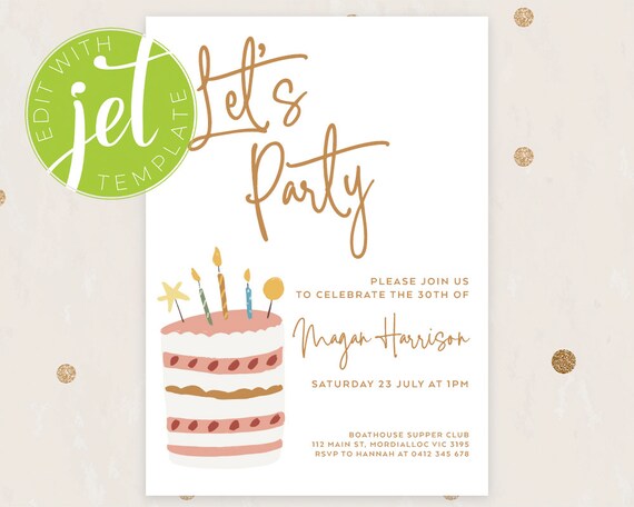Birthday Cake Style Birthday Invitation Template Print It | Etsy