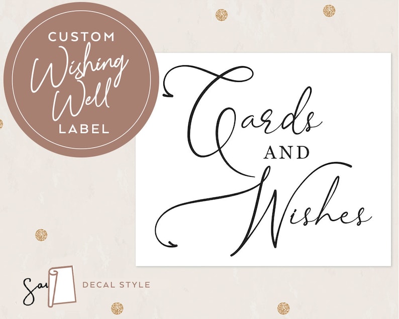 Custom Wedding Wishing Well Card and Wishes Well Decal Label - Etsy