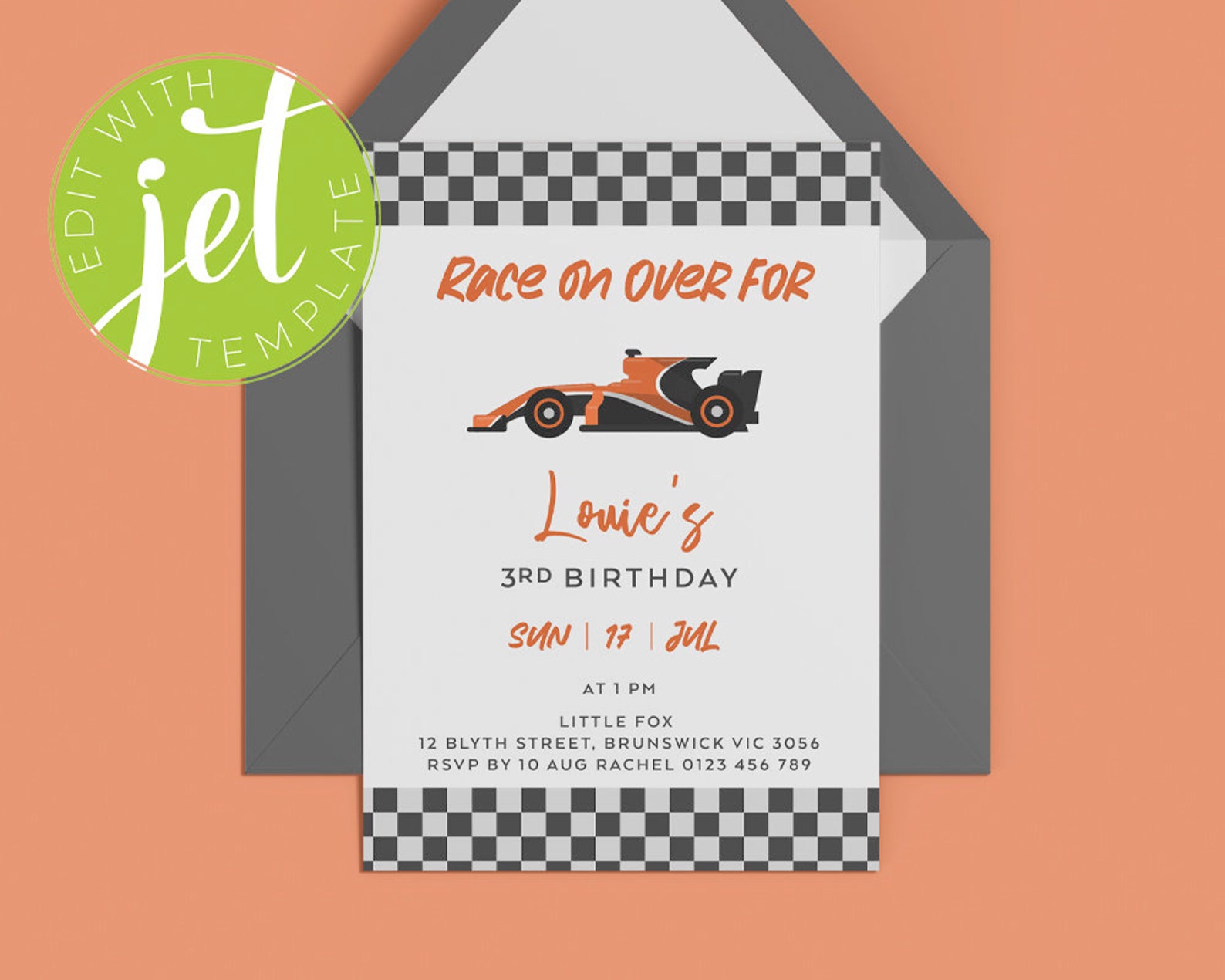Racing Car Birthday Invitation Template Printable Invitation - Etsy