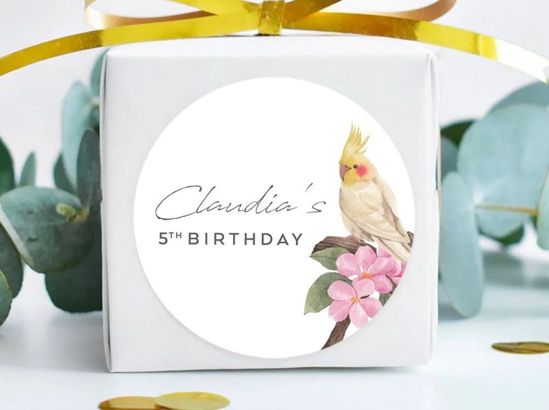 Cockatiel Style Birthday Stickers Name Stickers Personalised ...