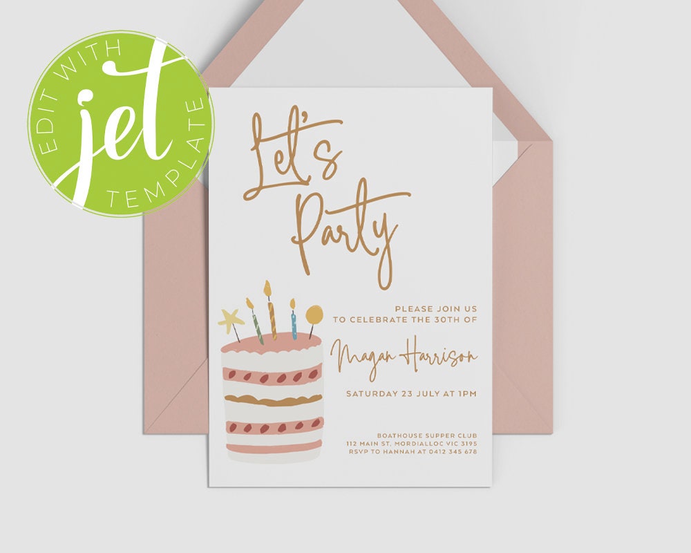 Birthday Cake Style Birthday Invitation Template, Print It Yourself ...