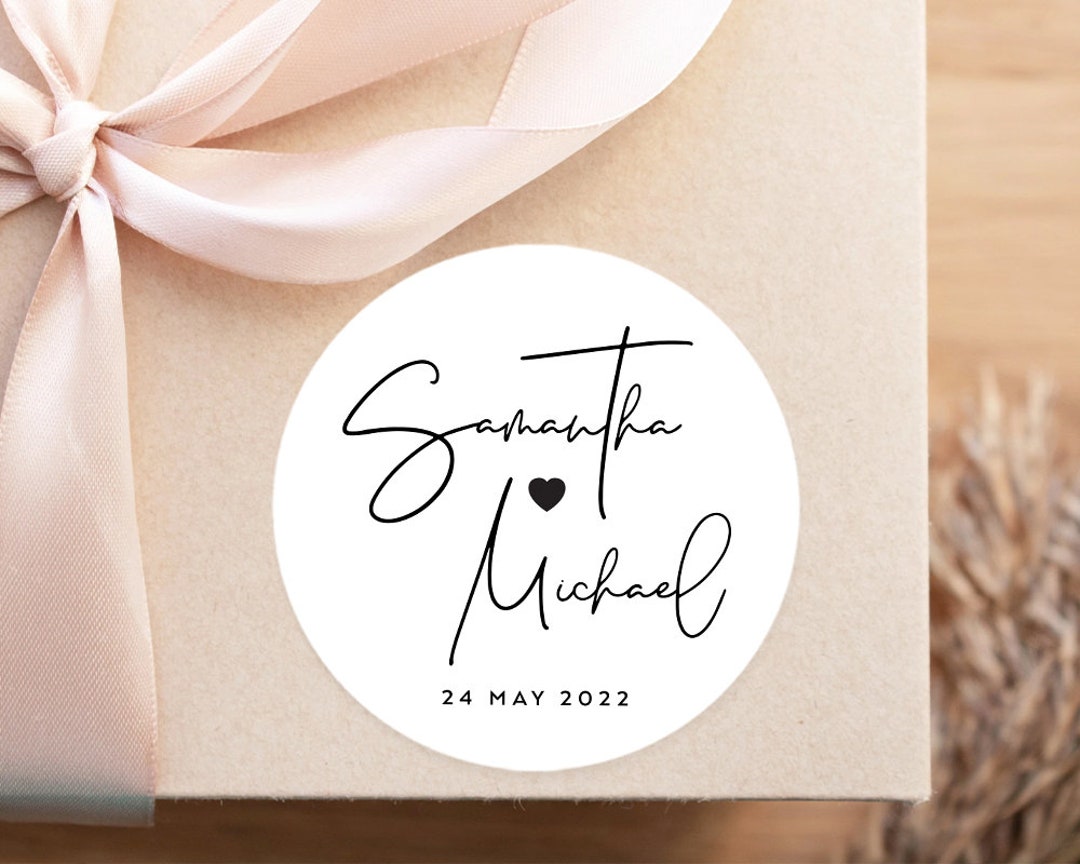 Wedding Bomboniere Thank You Stickers Elegant Minimalist Style ...