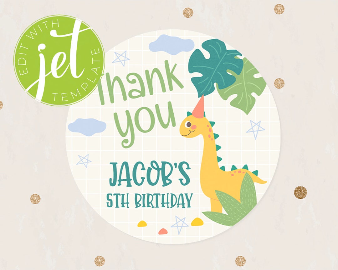 Instant Download Dinosaur Style Birthday Sticker Template Print It ...