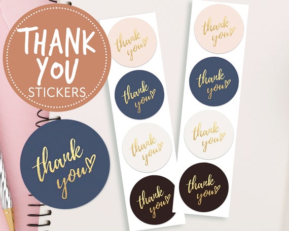 Thank You Sticker 50 Pcs Gold Foil Thank You Stickers For Etsy