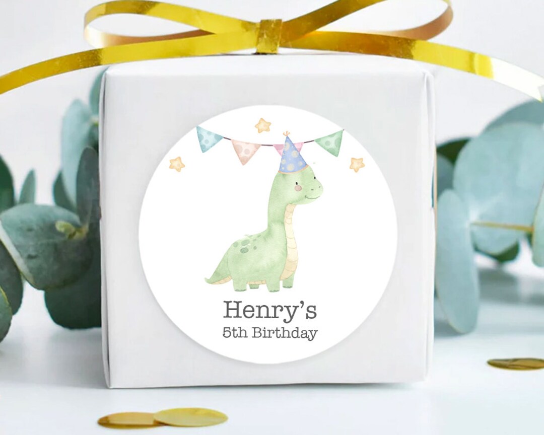 Watercolour Dinosaur Stickers Name Stickers Dinosaur Personalised ...