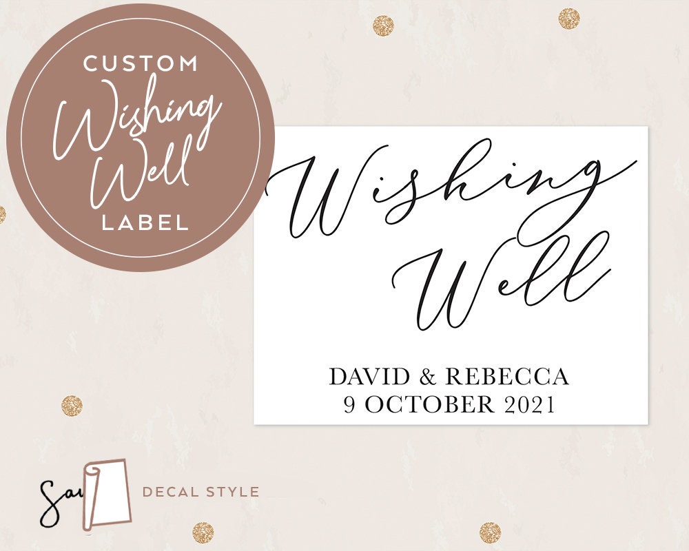 Custom Wedding Card and Wishes Well Decal Label Card Box Decal - Etsy ...