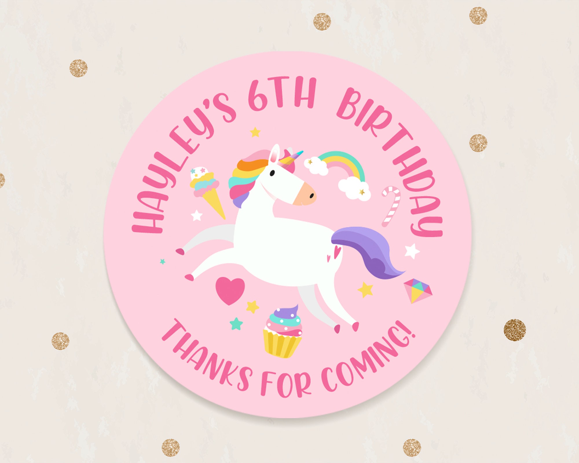 Unicorn Stickers Birthday Party Stickers Personalised Cute - Etsy