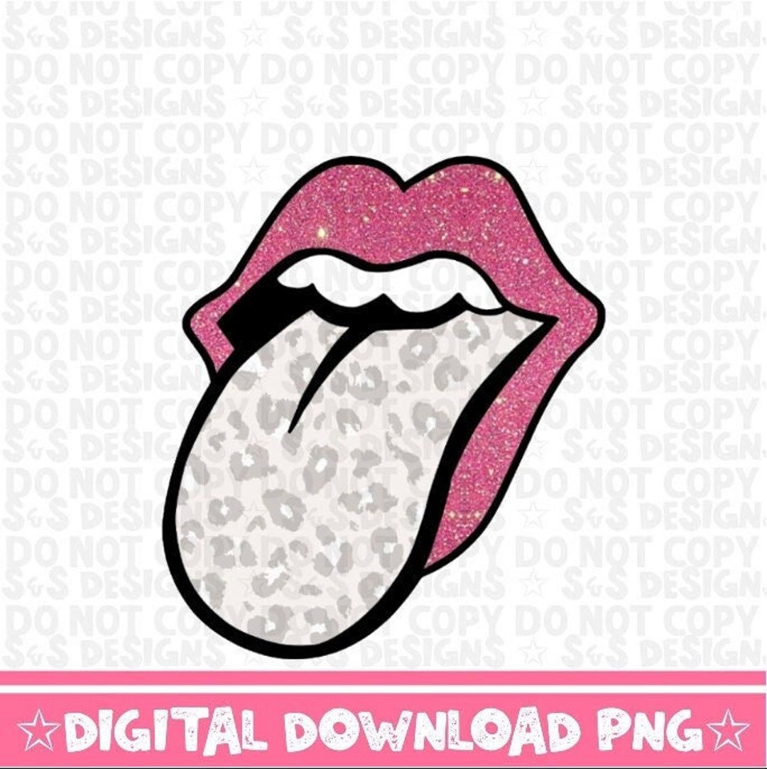 Mouth Cheetah Grey Retro Tongue Mouth Boutique Png Digital Download ...