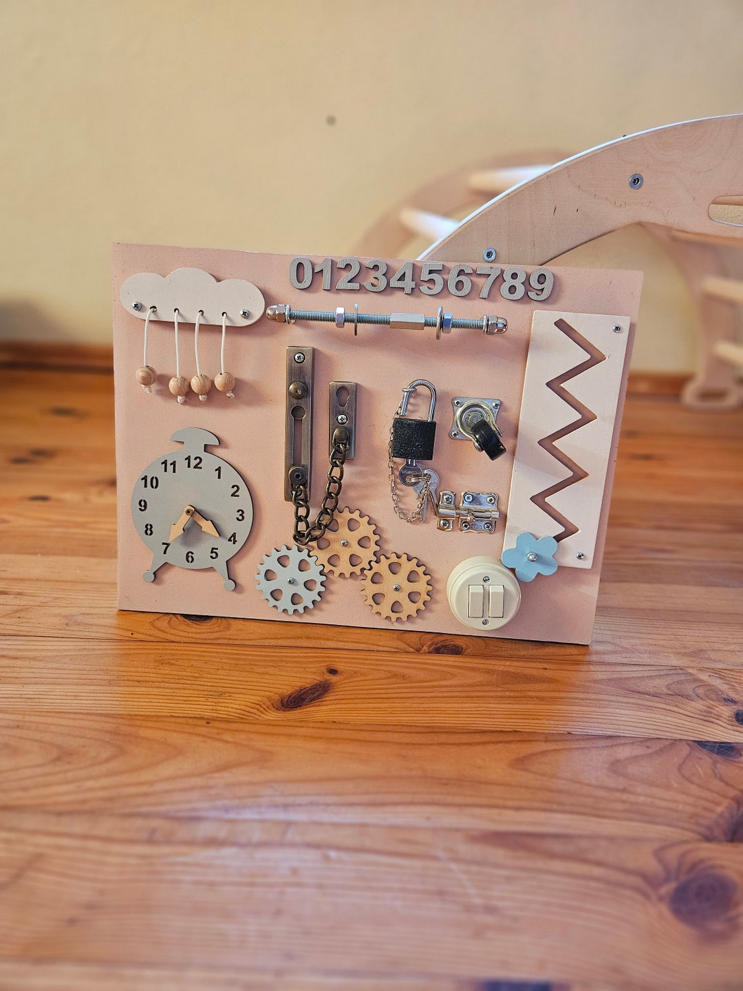 Sensory Activity Busy Board, Board Toddler, Wood Stacking Toy, Child ...