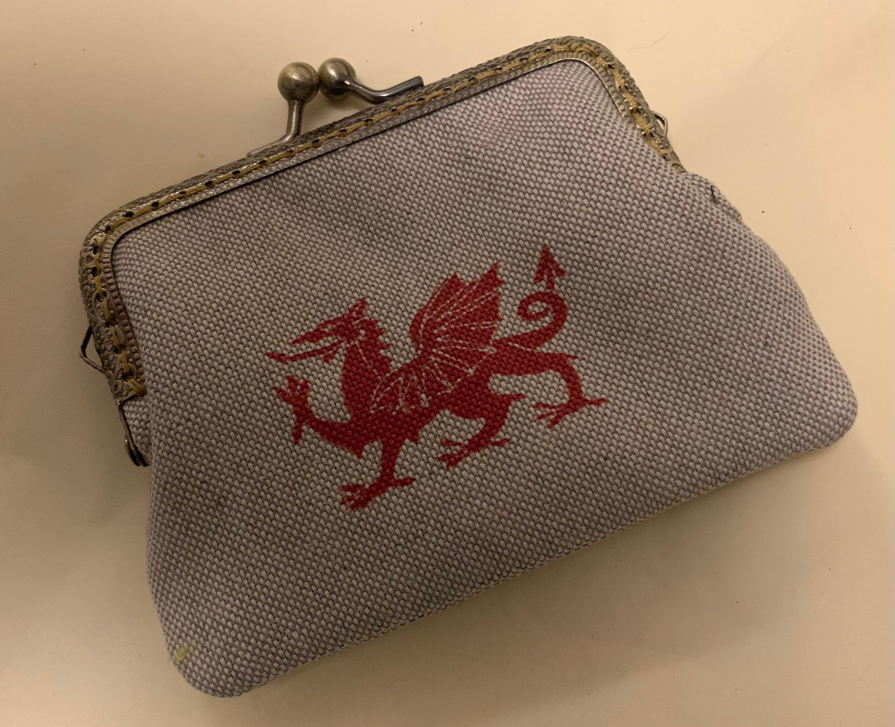 Victorian Inspired Kiss Clasp Coin Purse: Welsh Dragon Canvas With ...
