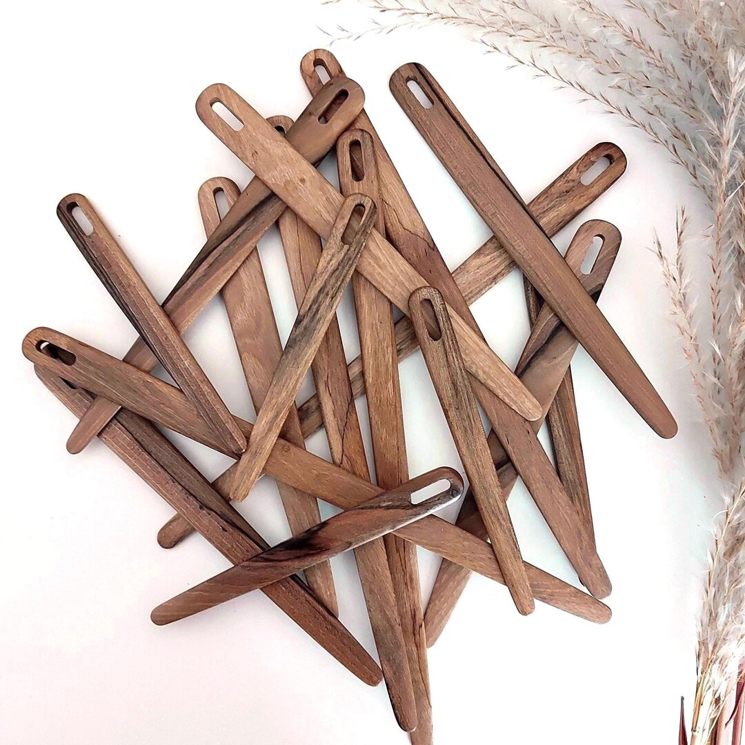 Weaving Needle Walnut 3 Sizes Big Eye Flat Wooden Tapestry Needle - Etsy